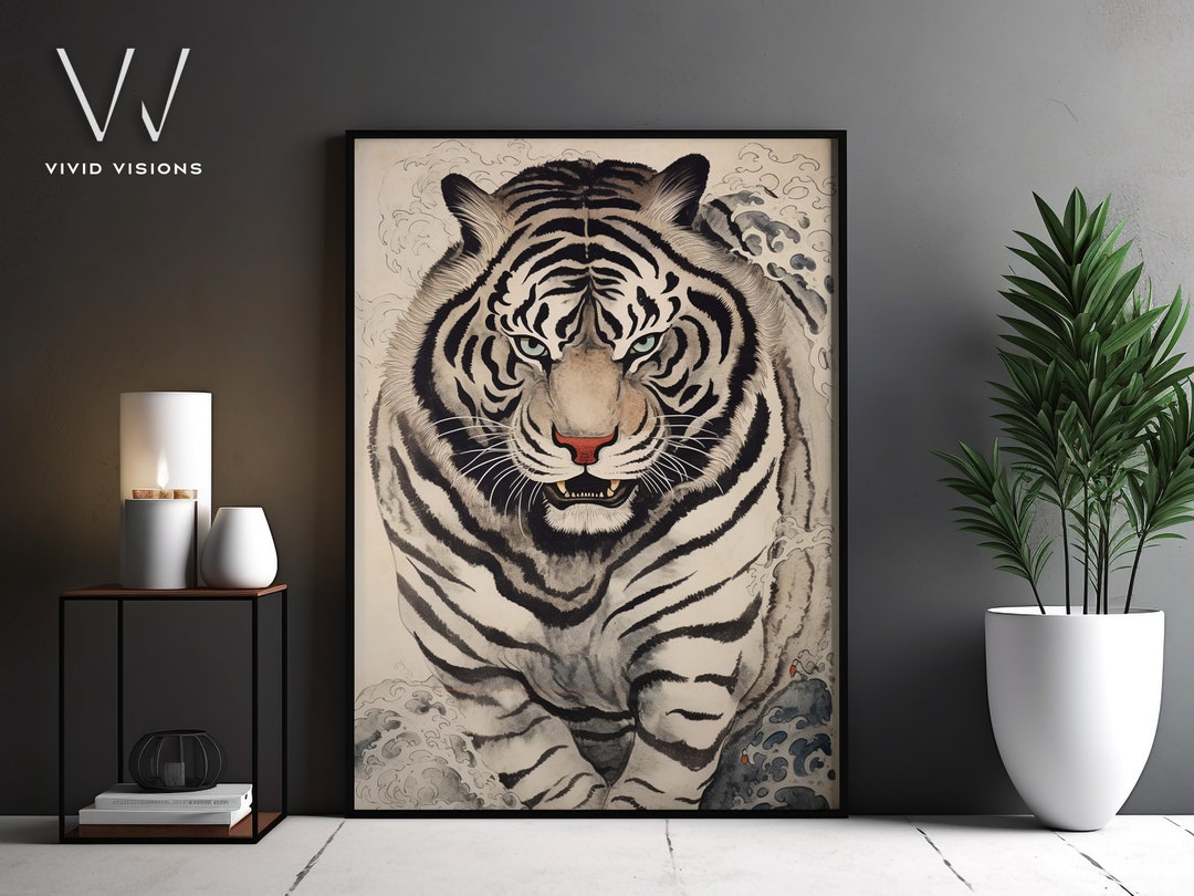 Antique Japanese Tiger Print - Vintage Talismanic Tiger Art ...