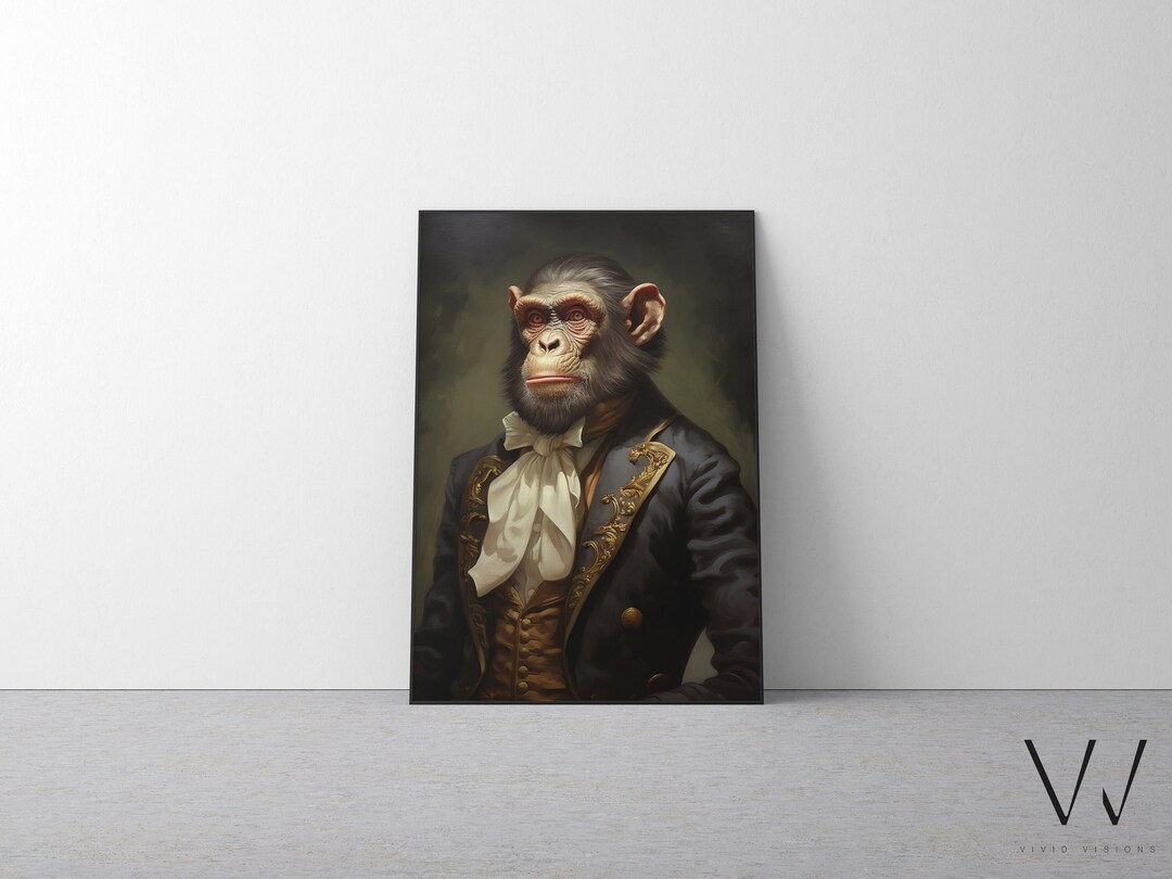 Vintage Aristocratic Monkey Portrait in Suit - Unique Renaissance ... Vintage Aristocratic Monkey Portrait in Suit - Unique Renaissance ...