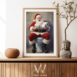 Funny Santa Claus Painting on Toilet With Toilet Paper Rolls – Humorous ...