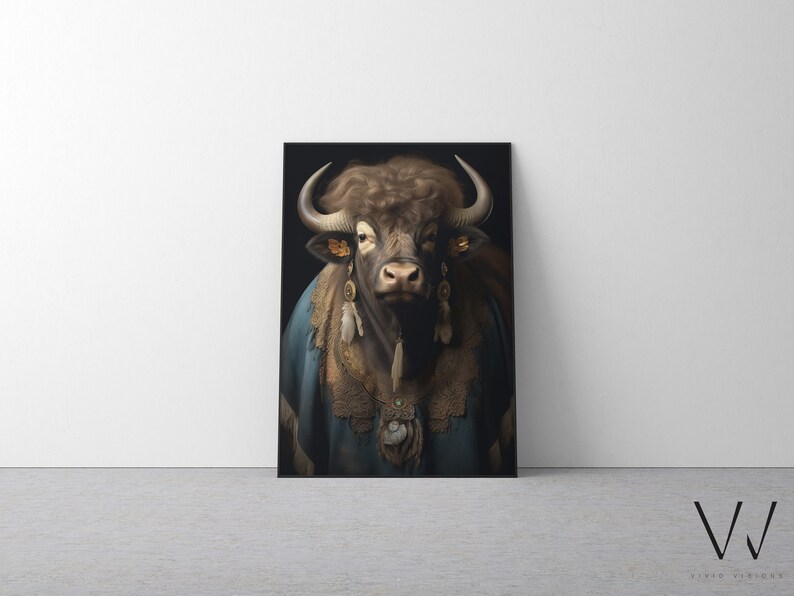 Victorian Highland Cow Portrait Gothic Canvas Wall Art, Renaissance ...