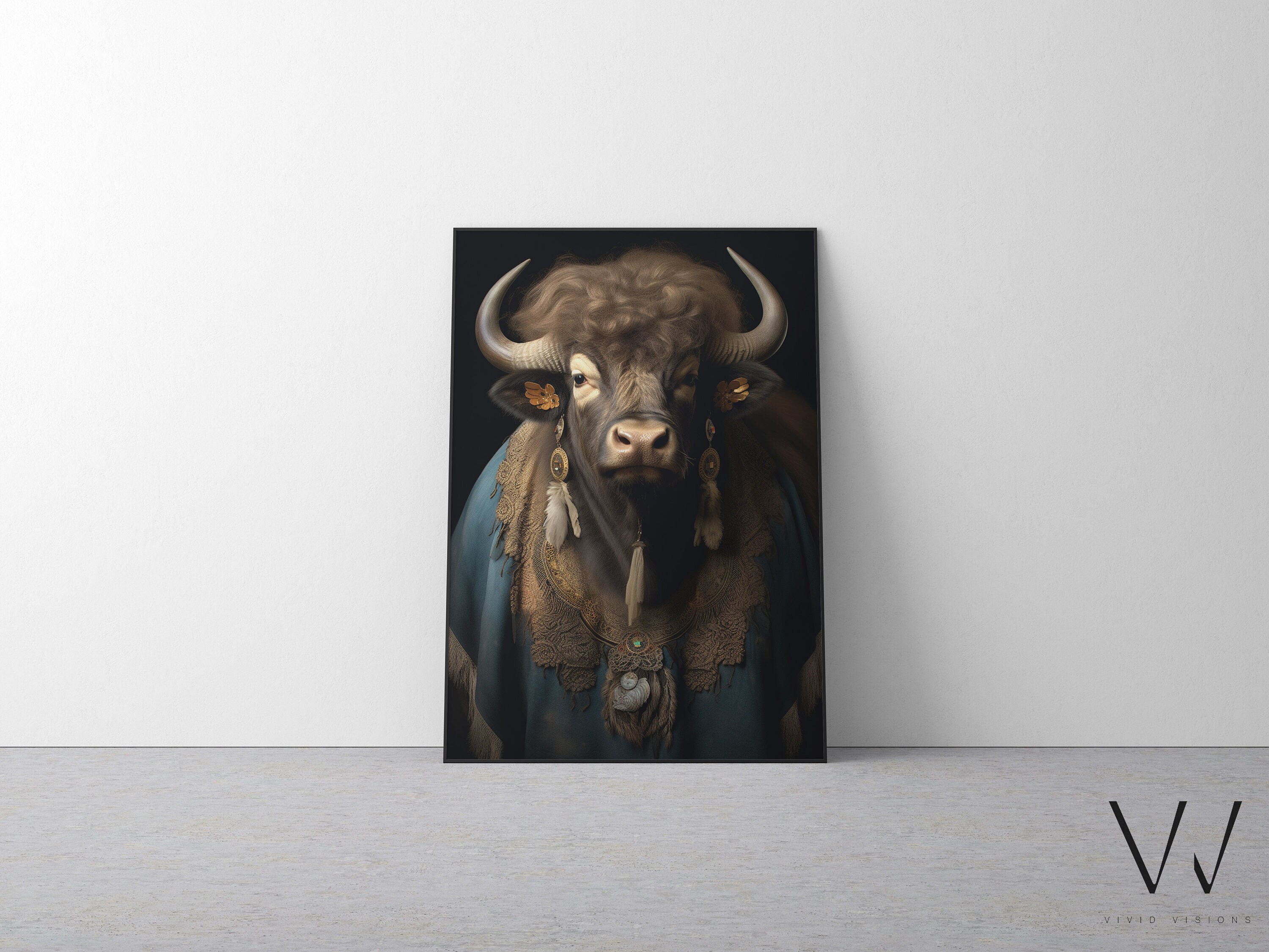 Victorian Highland Cow Portrait Gothic Canvas Wall Art, Renaissance ...