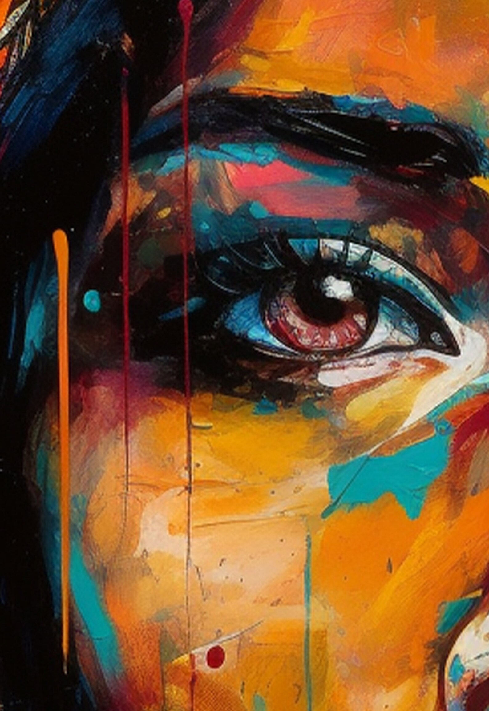 Abstract Indigenous Beauty Woman Portrait on Canvas - Beautiful Wall ...