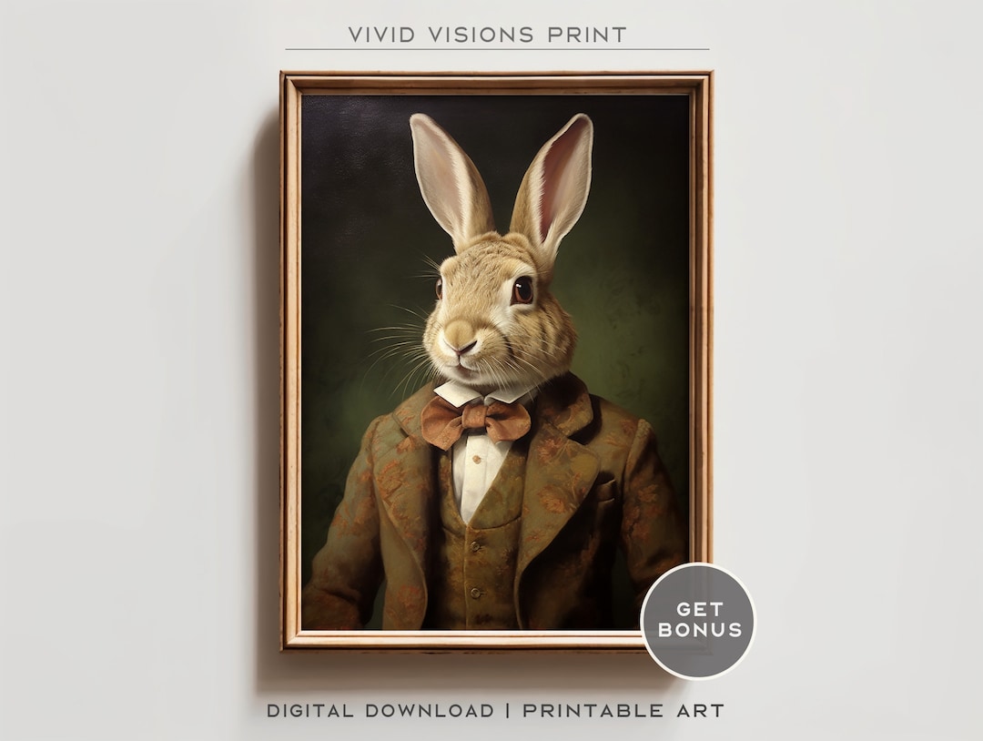 Victorian Bunny Portrait - Gothic Canvas Wall Art - Renaissance ...