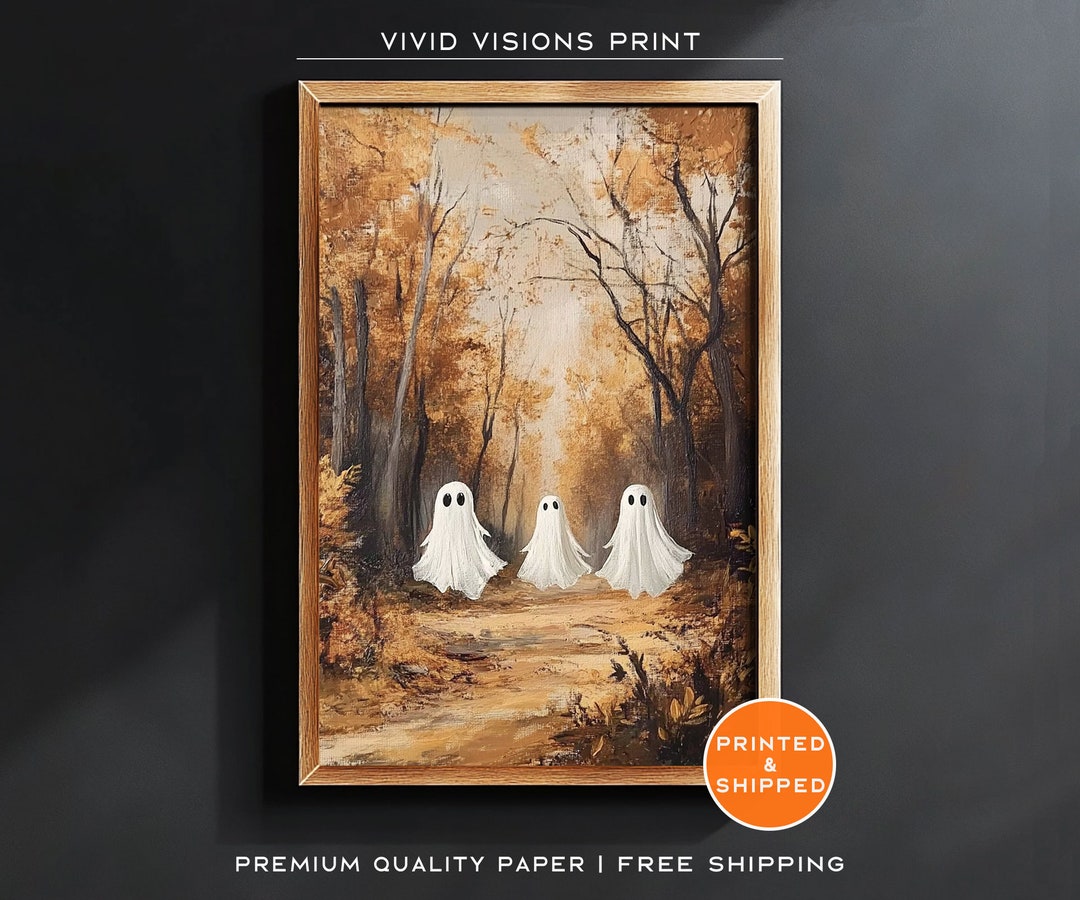 Three Ghosts in Autumn Forest Poster - Halloween Decor - Dark Academia ...