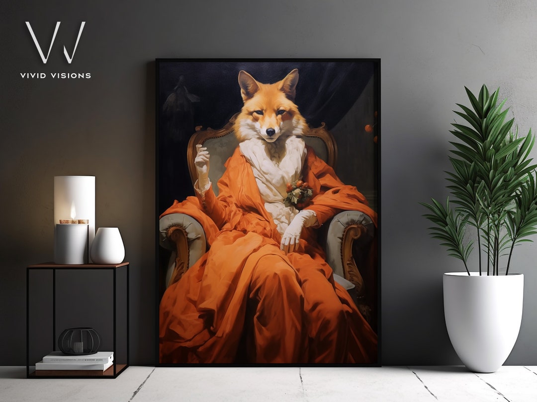 Victorian Lady Fox Portrait - Gothic Canvas Wall Art - Renaissance ...
