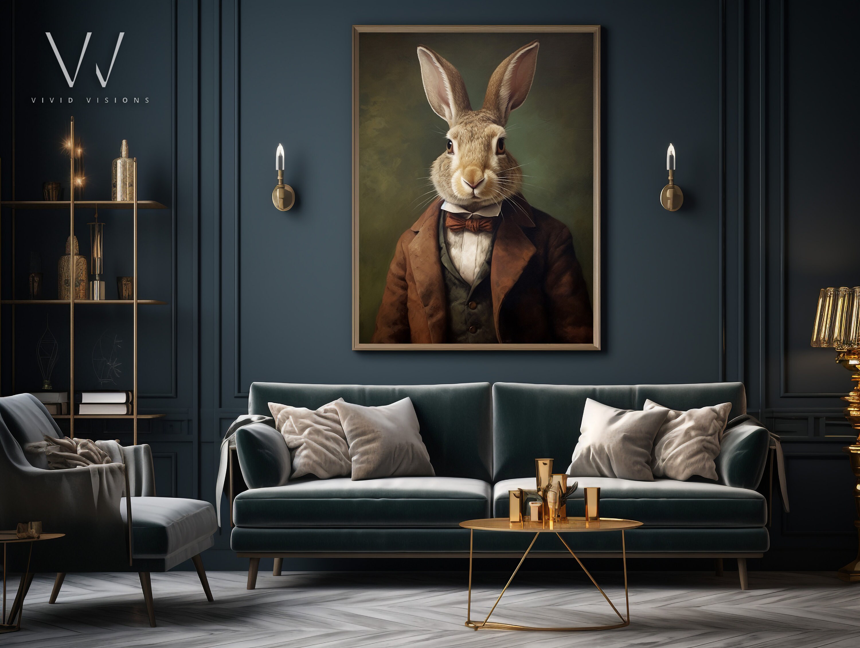 Victorian Hare Portrait - Gothic Canvas Wall Art - Renaissance Painting ...