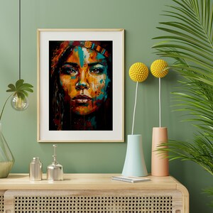 Abstract Indigenous Beauty Woman Portrait on Canvas - Beautiful Wall ...