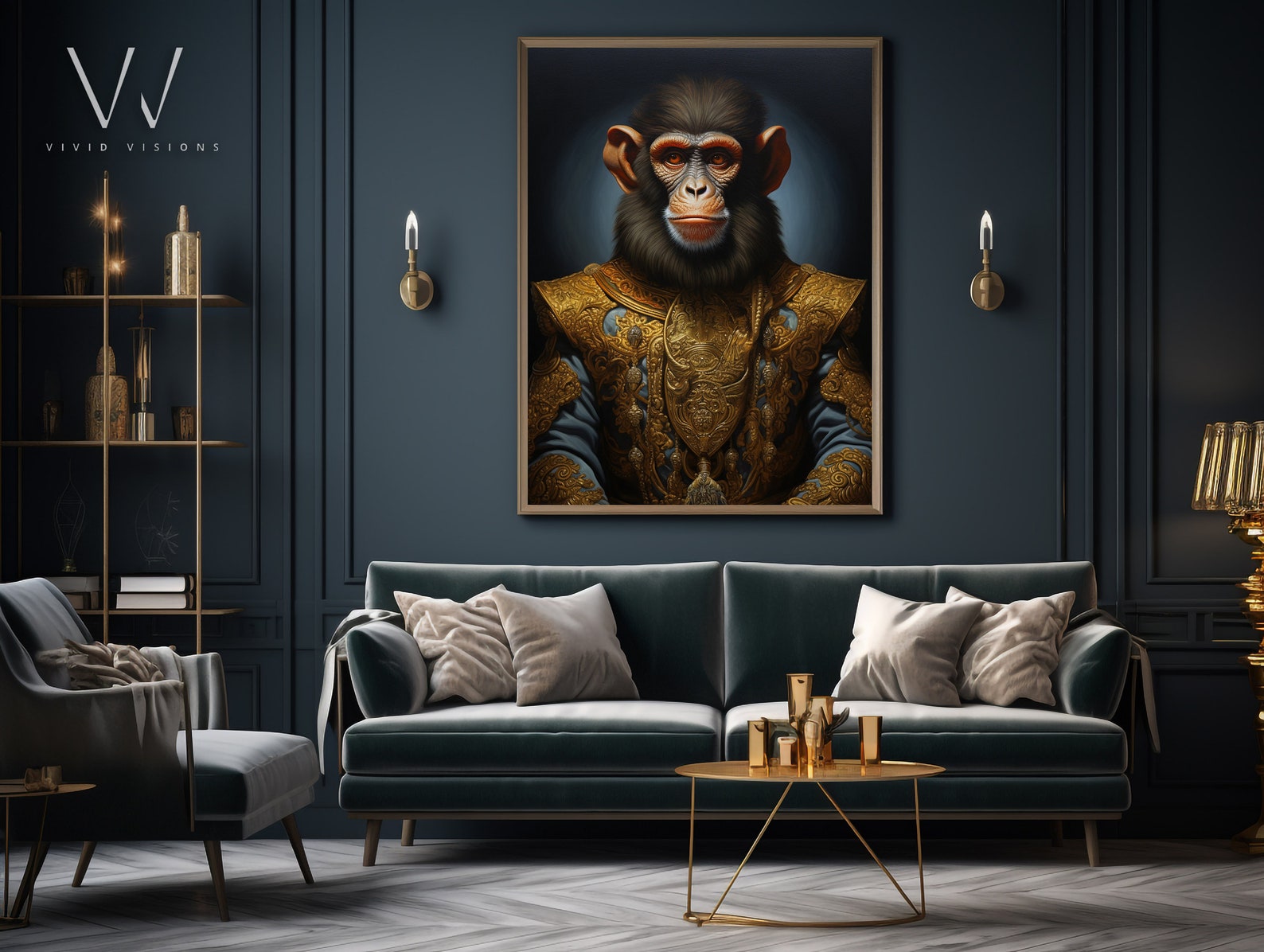 Victorian Monkey Portrait Gothic Canvas Wall Art Renaissance Painting ...