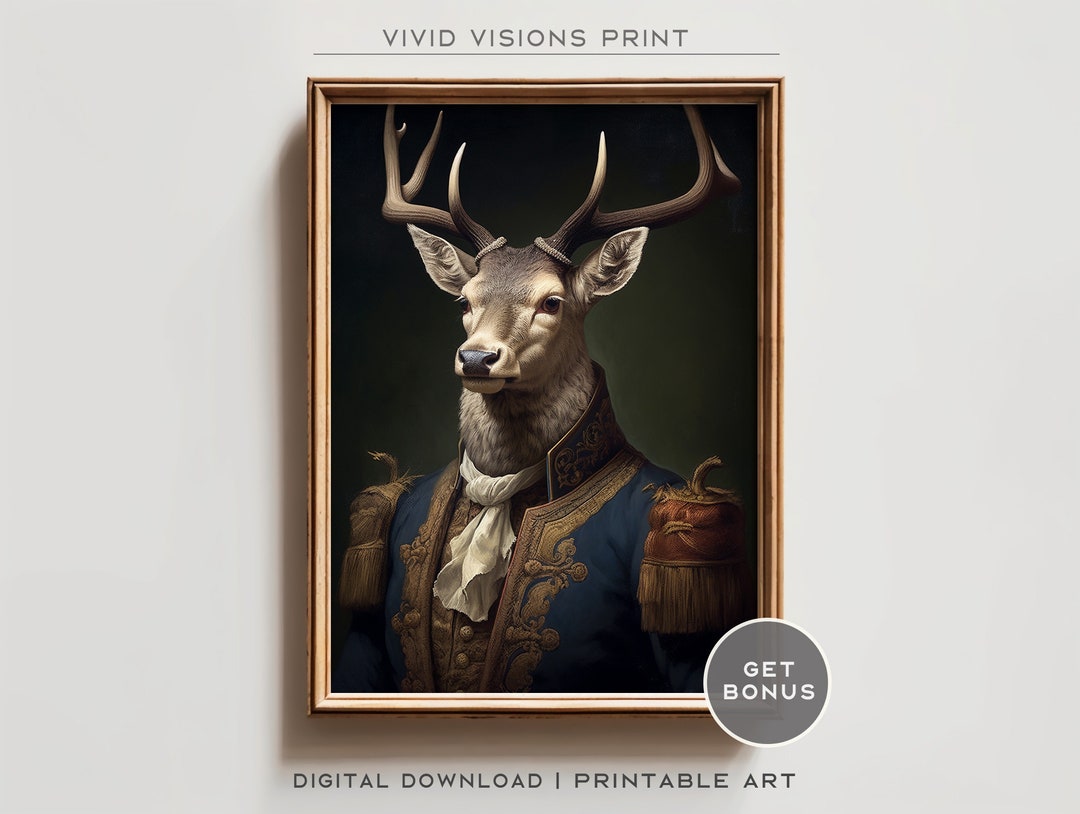 Victorian Stag Portrait: Gothic Renaissance Animal Art (digital ...