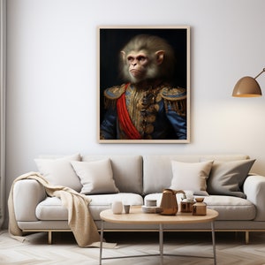 Victorian Monkey Portrait Gothic Canvas Wall Art, Renaissance Painting ...