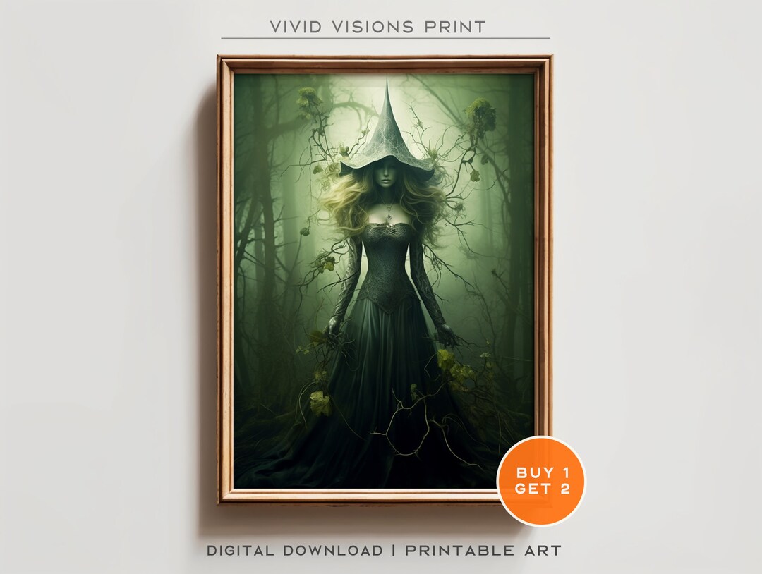 Enchanted Forest Witch Art Print, Halloween Decor, Dark Academia ...