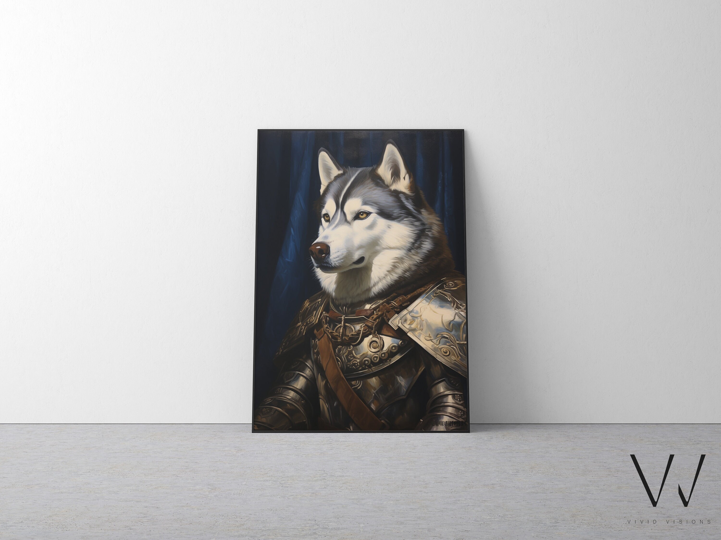 Victorian Husky Dog Portrait Gothic Canvas Wall Art, Renaissance ...