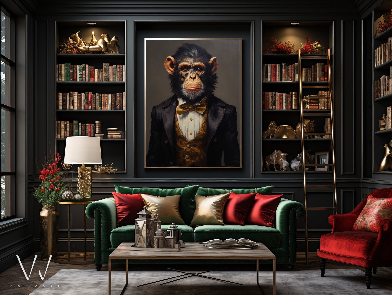 Victorian Monkey Vintage Gothic Canvas Art Print - Dark Academia Monkey ...