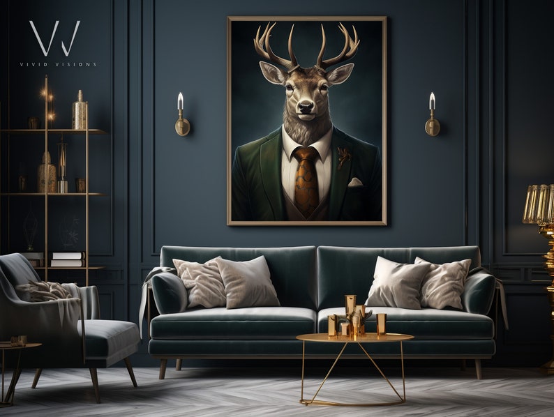 Victorian Stag Deer Portrait Gothic Canvas Wall Art Renaissance ...