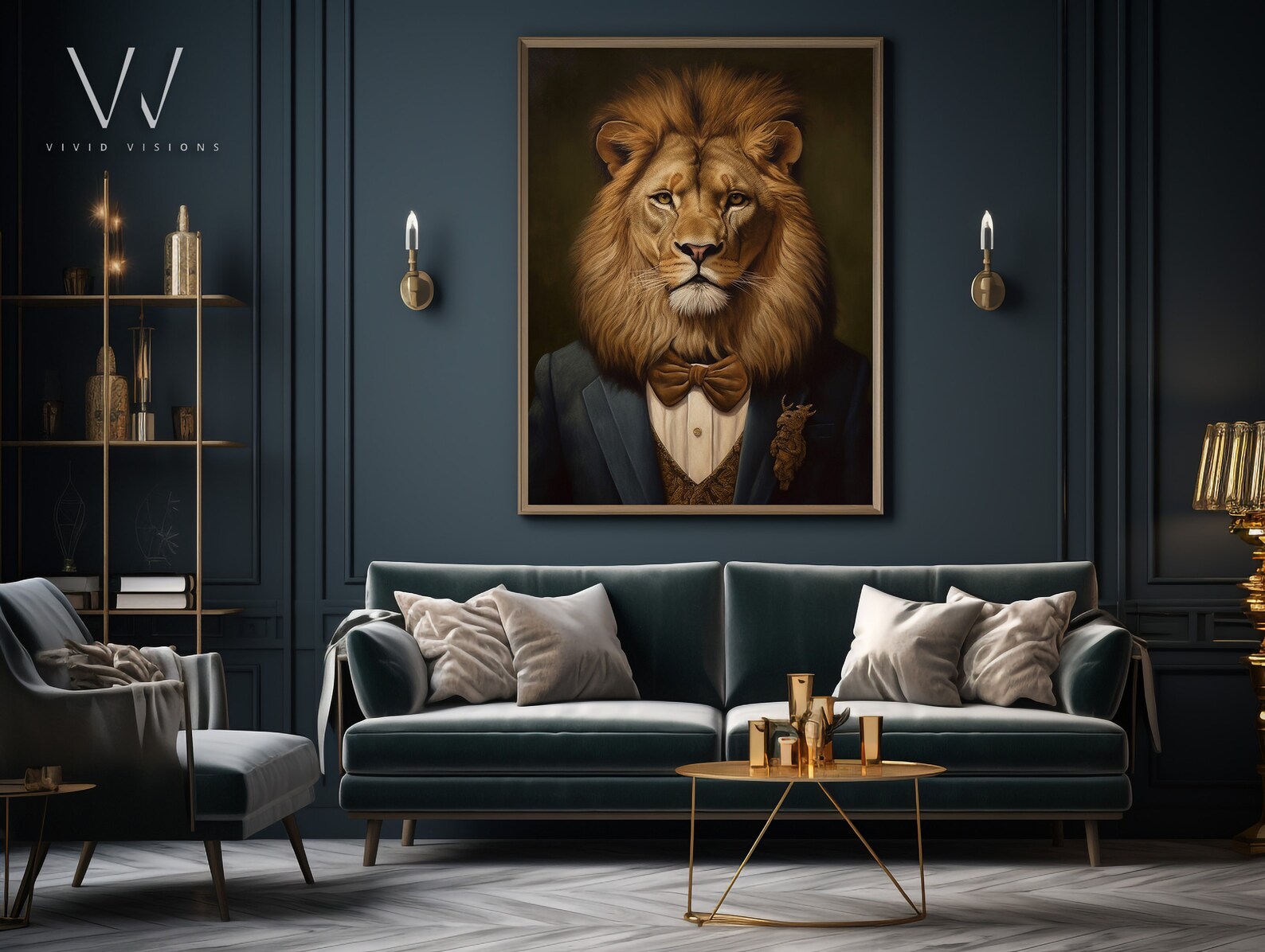 Victorian Lion Portrait Gothic Canvas Wall Art Renaissance Painting ...