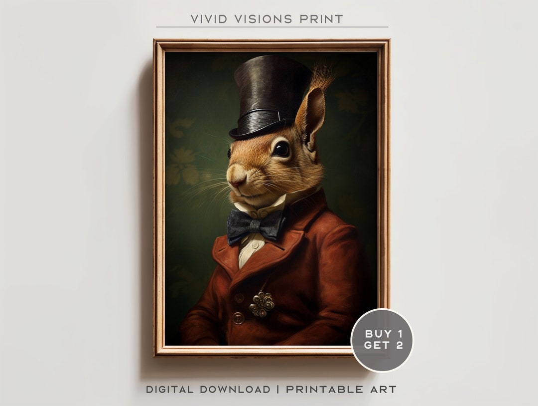 Victorian Red Squirrel Portrait - Gothic Canvas Wall Art, Renaissance ...