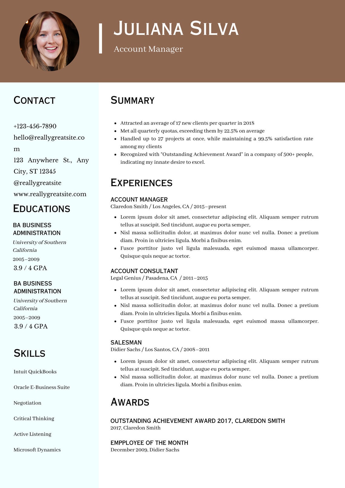 Simple Professional Resume Template - Etsy