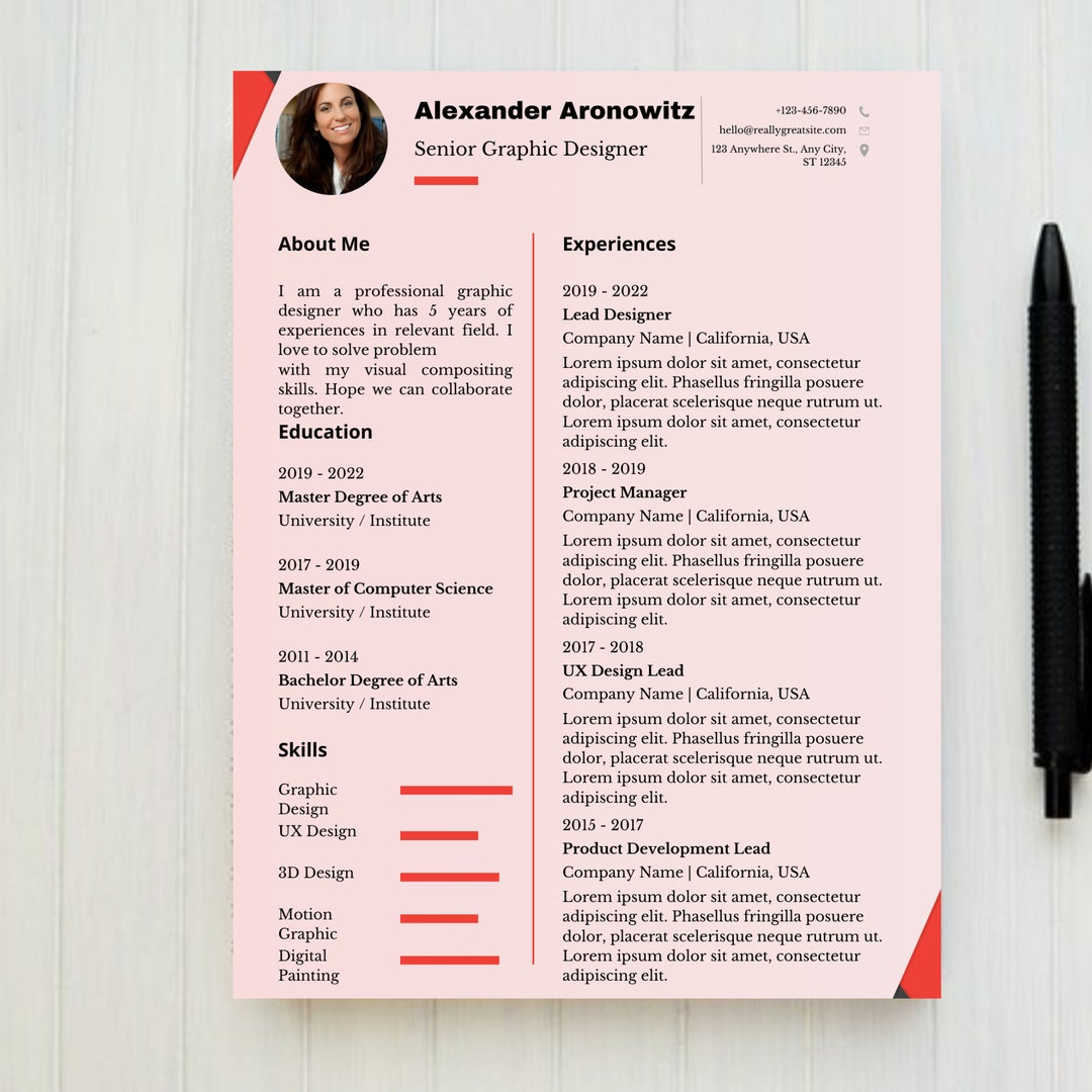 Clean Minimalist CV Resume Template - Etsy