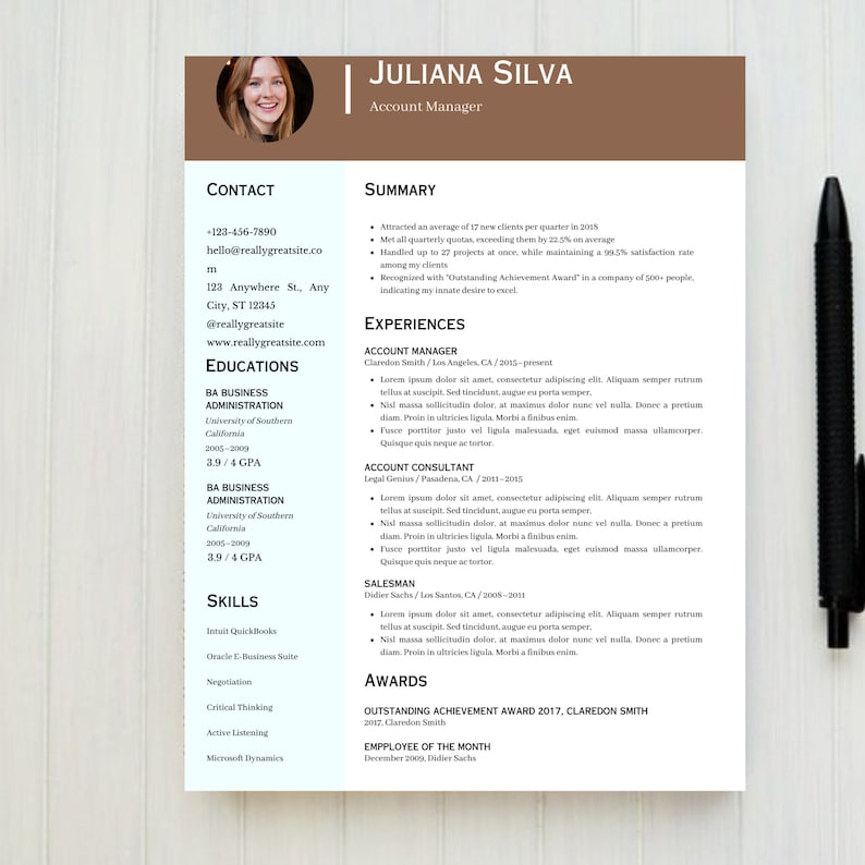 Simple Professional Resume Template - Etsy