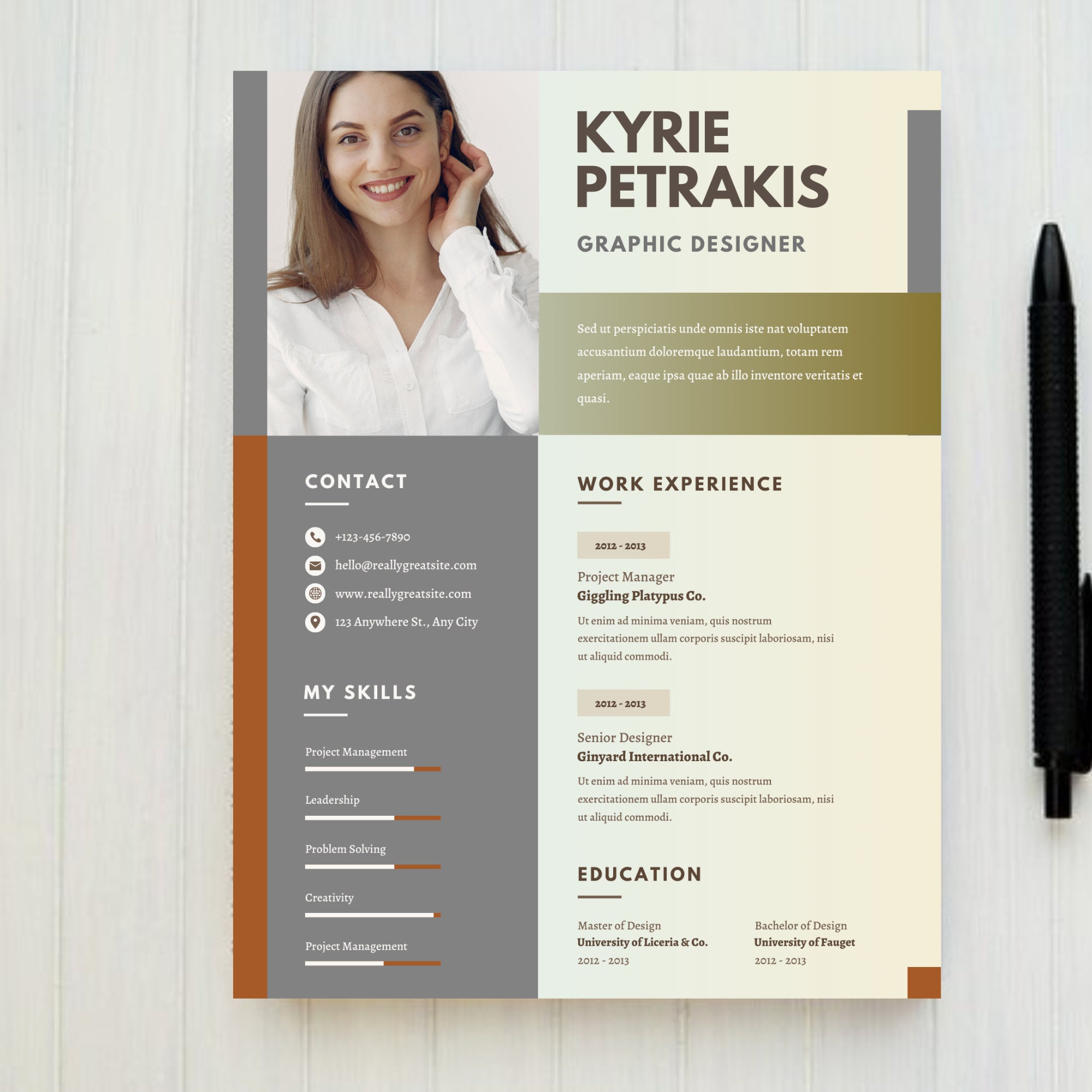 Beige Modern Simple Professional Resume Template - Etsy