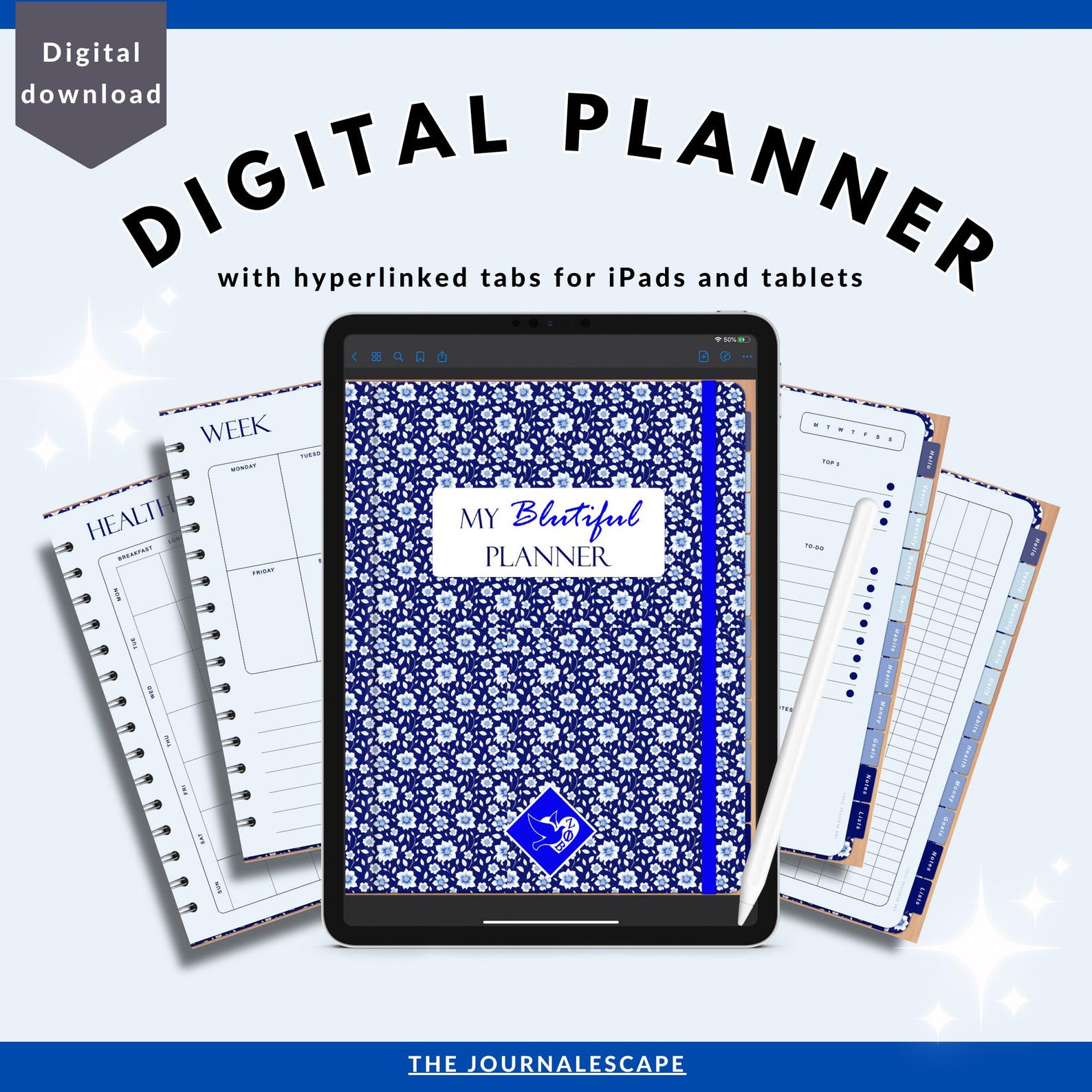 Zeta Phi Beta Monthly Planner 1920 - Daily Planner ZPB - Blue Floral ...