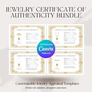 Jewelry Certificate Template Bundle | Designers, Jewelry Business ...