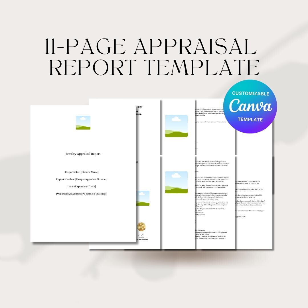 Jewelry Appraisal Report Template: Editable Canva Template (digital ...