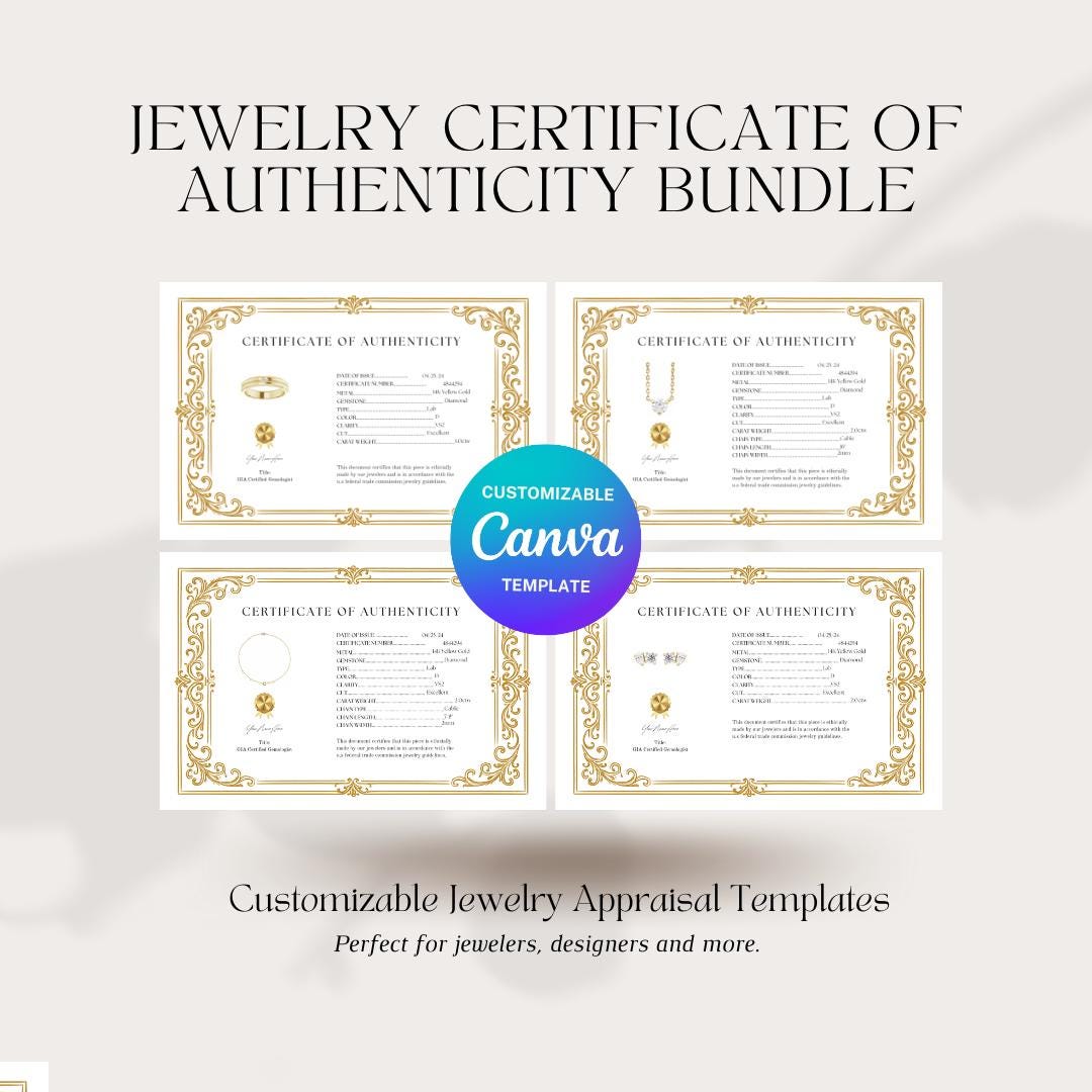 Diamond Jewelry Certificate Template Bundle | Designers, Jewelry ...
