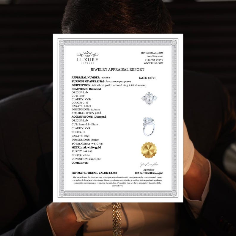 Professional Jewelry Appraisal Report Template | for Jewelers, Jewelry ...