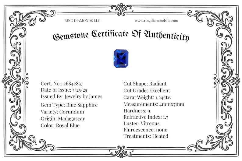 Gemstone Certificate of Authenticity Template: Jewelry Business PDF - Etsy