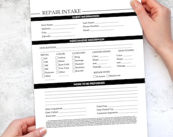 Jewelry Repair Intake Form: Printable PDF Template (8.5x11) - Etsy