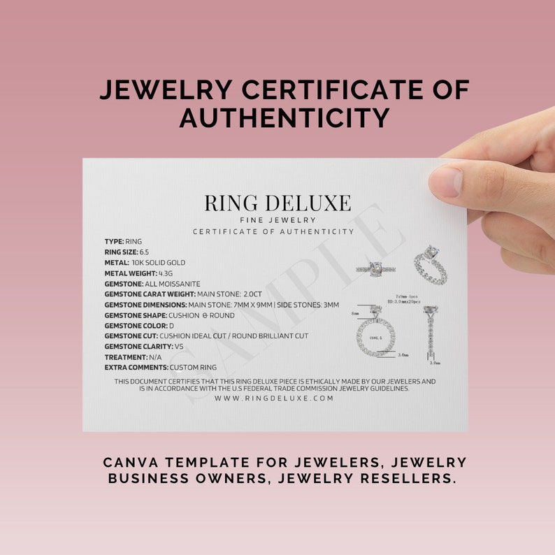 Engagement Ring Certificate of Authenticity Template PDF for Jewelry ...