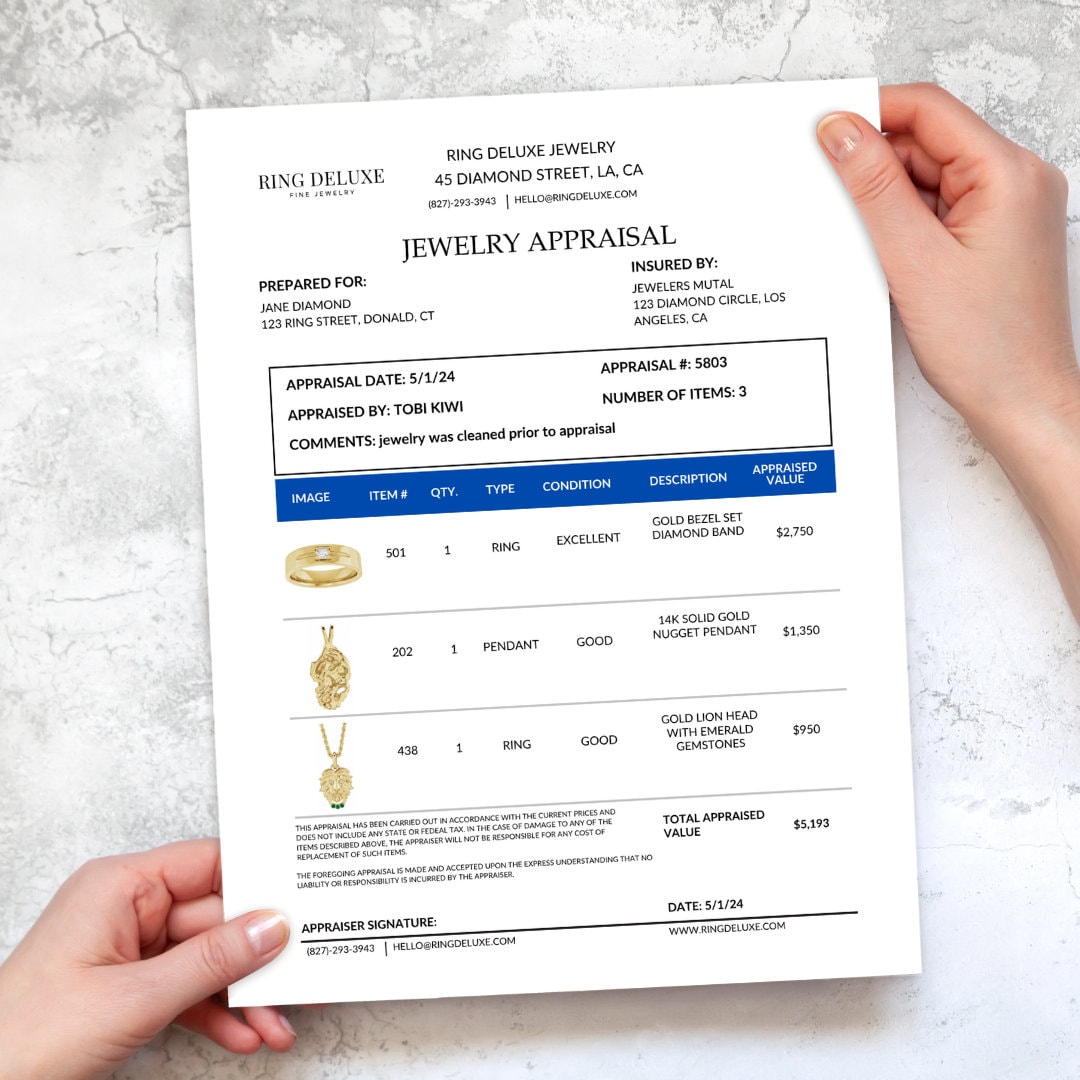 Jewelry Appraisal Template PDF Re-usable Templates for Jewelry Business ...