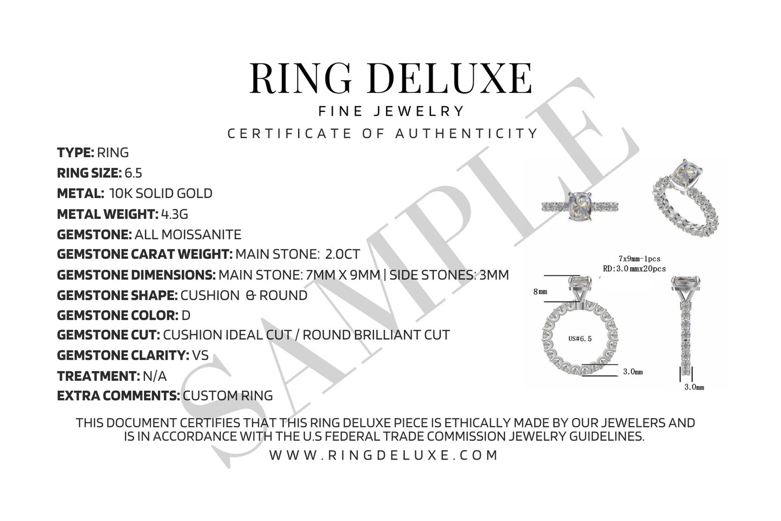 Customizable Engagement Ring Certificate of Authenticity Canva Template ...
