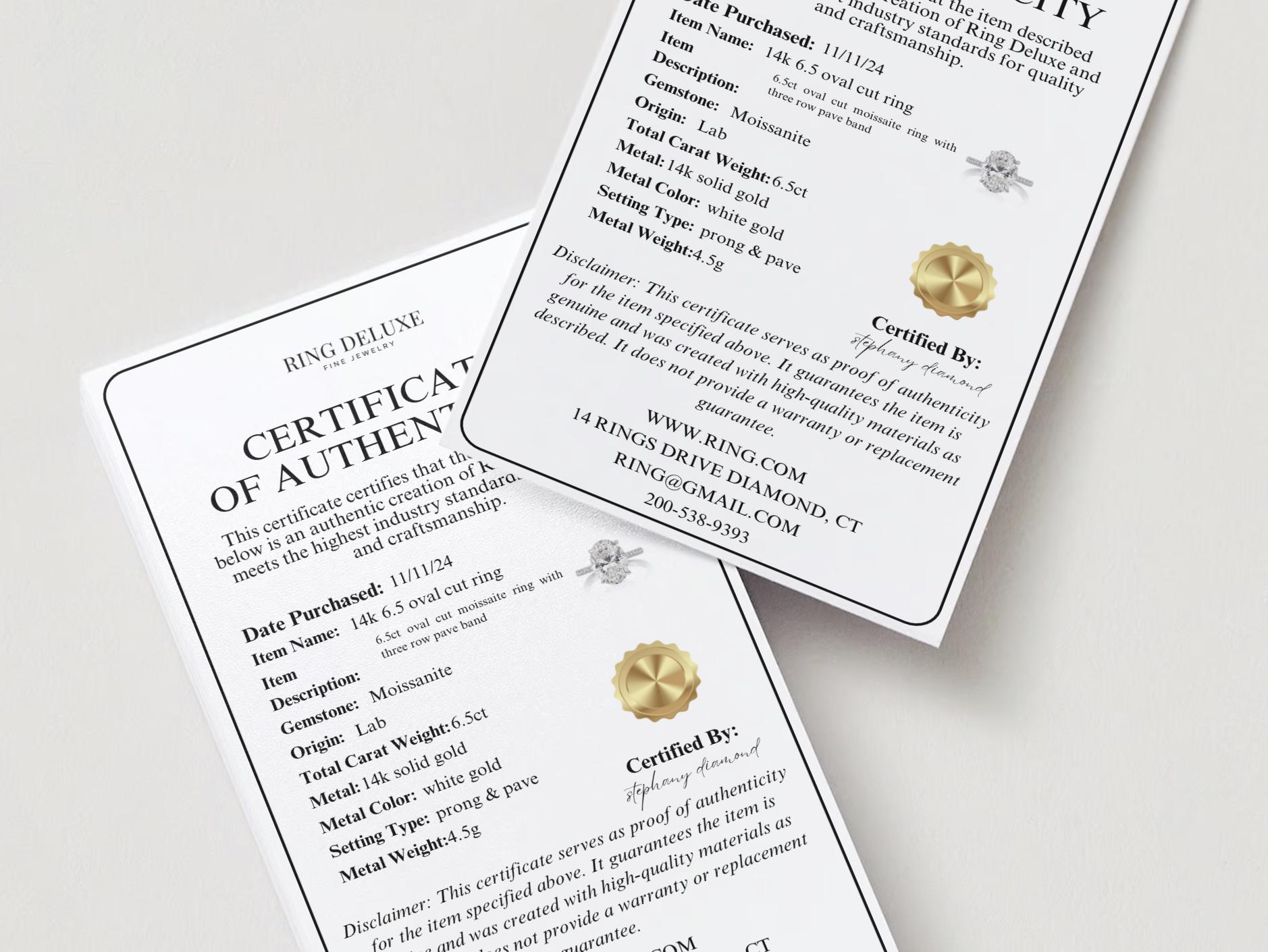 Jewelry Authenticity Certificate Template: Editable PDF, Canva - Etsy
