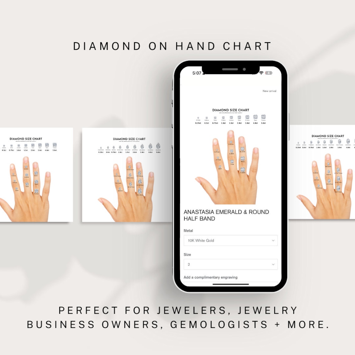 Printable Diamond Size Chart | Carat to Millimeter Conversion Guide ...