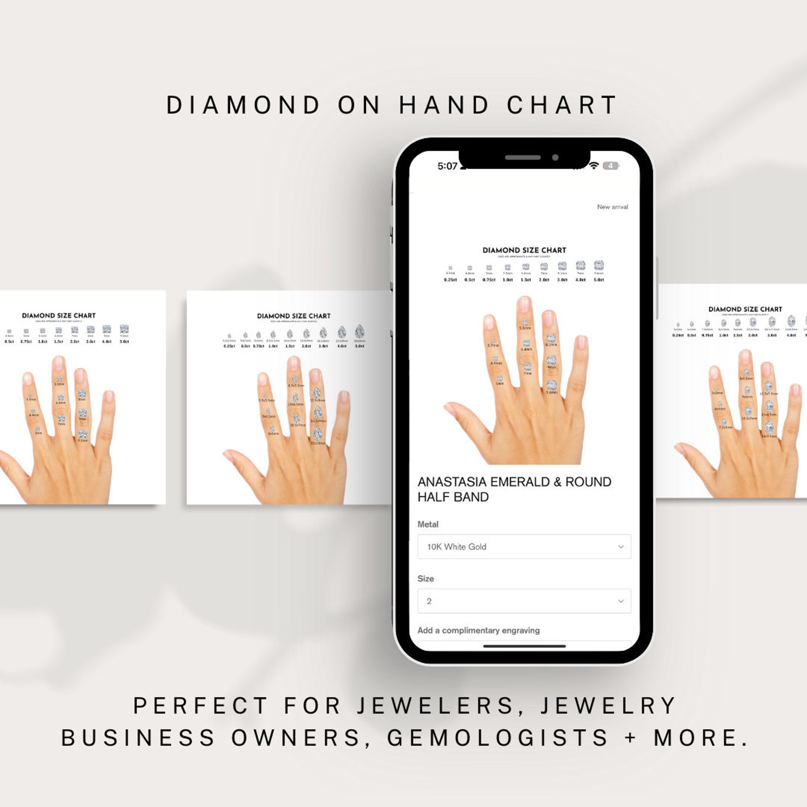 Printable Diamond Size Chart | Carat to Millimeter Conversion Guide ...