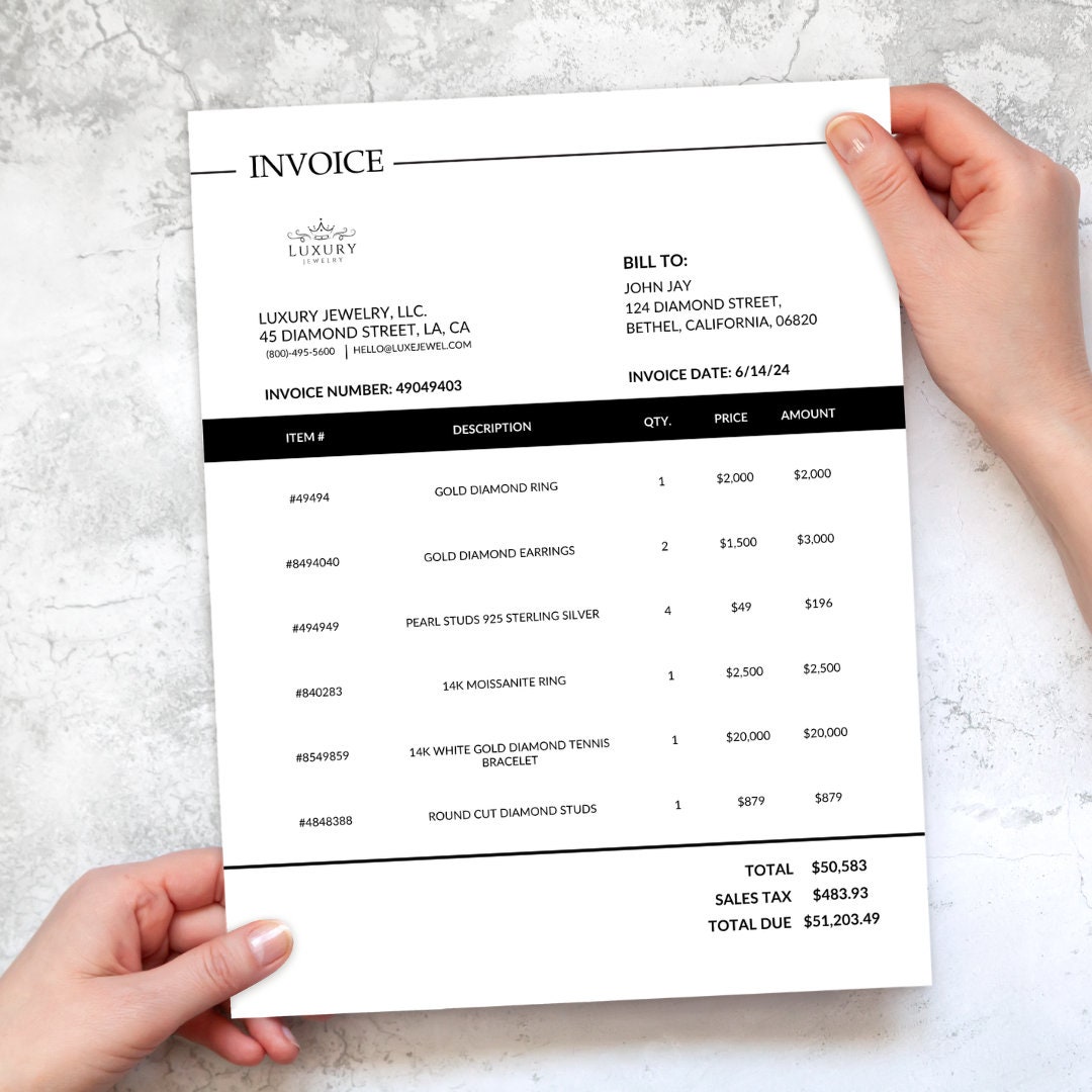 Jewelry Invoice Template PDF | Jewelry Business, Jewelers, Gemologists ...