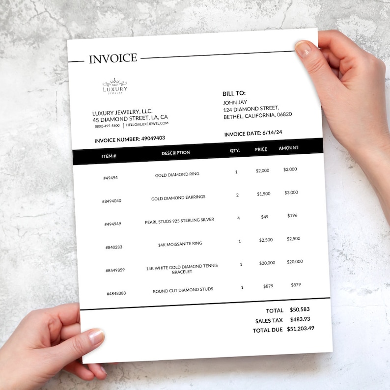 Jewelry Invoice Template PDF | Jewelry Business, Jewelers, Gemologists ...