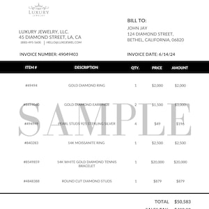 Jewelry Invoice Template PDF | Jewelry Business, Jewelers, Gemologists, Fine Jewelry Store ...
