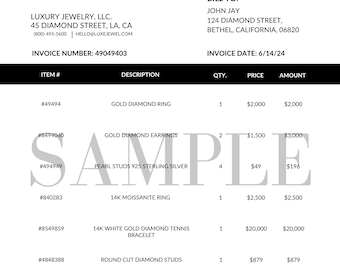 Jewelry Invoice Template PDF | Jewelry Business, Jewelers, Gemologists ...