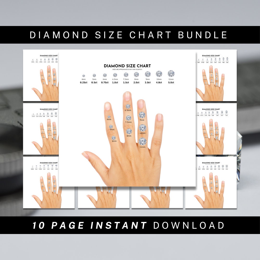 Diamond Carat Size Chart Bundle: Gemstone Conversion for Jewelers ...