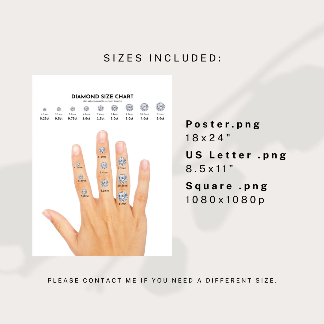 Printable Diamond Size Chart | Carat to Millimeter Conversion Guide ...