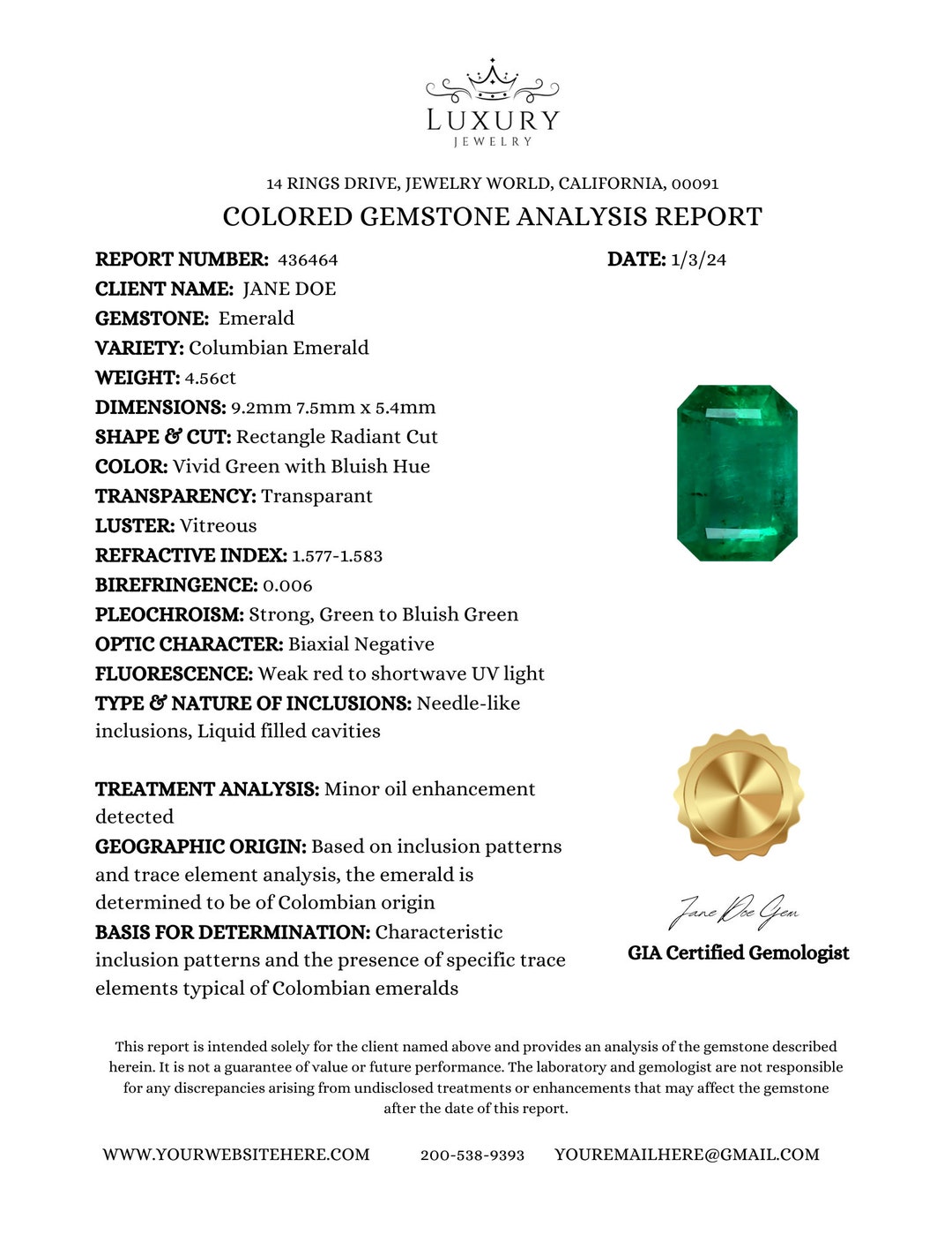 Colored Gemstone Report Template PDF Customizable 8.5x11 Gemstone ...