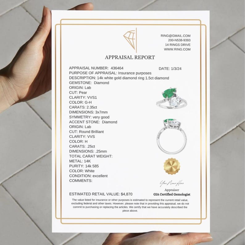 Jewelry Appraisal Template: Professional Printable PDF for Jewelers - Etsy