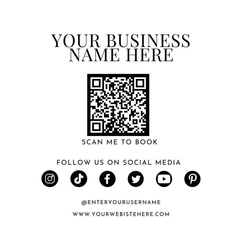 DIY Business Sign Template, Custom Scan to Book Business Door Window ...