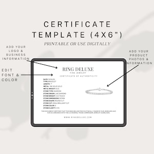 Jewelry Certificate Template Bundle: Appraisal & Authenticity ...