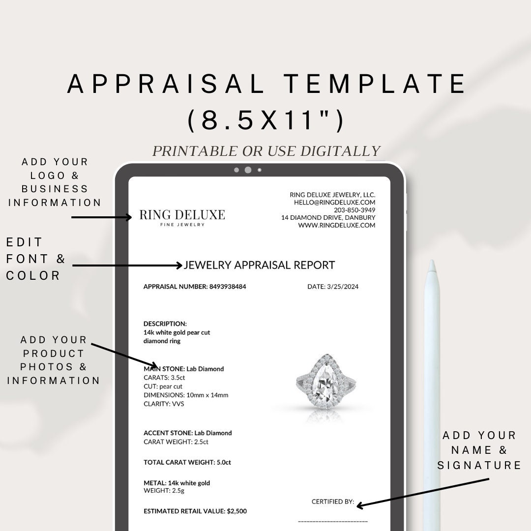 Jewelry Certificate Template Bundle: Appraisal & Authenticity ...