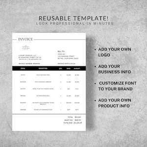 Jewelry Invoice Template PDF | Jewelry Business, Jewelers, Gemologists ...