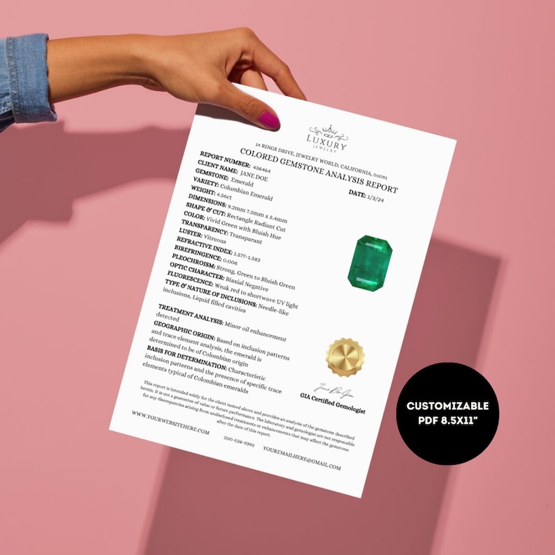 Colored Gemstone Report Template PDF Customizable 8.5x11 Gemstone ...